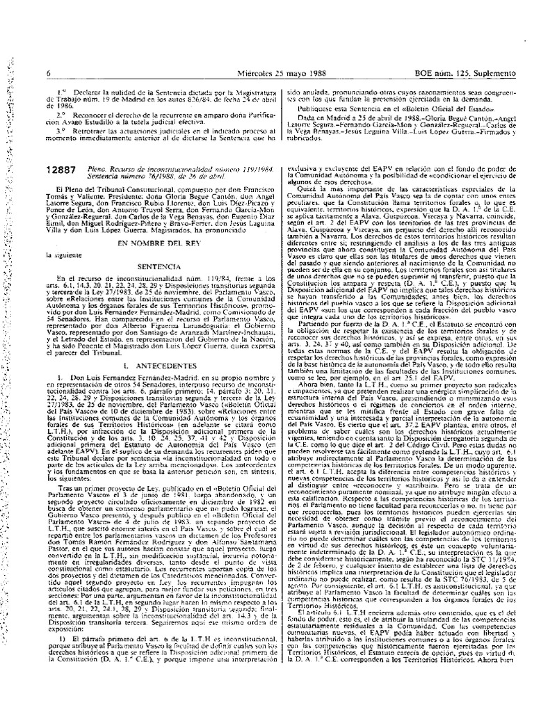 STC 76 1988 PDF | PDF | Parlamento | País Vasco (Comunidad Autónoma)