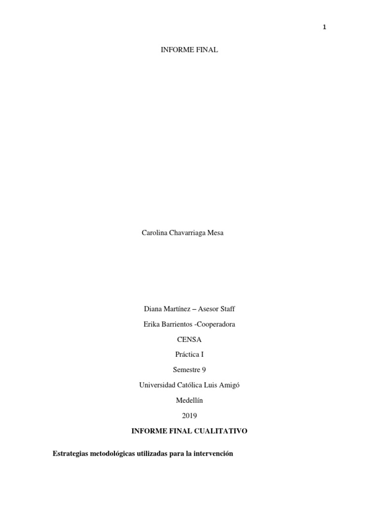 Informe Final Cualitativo | Descargar gratis PDF | Sicología | Ciencias ... Informe Final Cualitativo | Descargar gratis PDF | Sicología | Ciencias ...