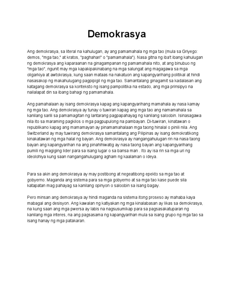 Demokrasya PDF | PDF