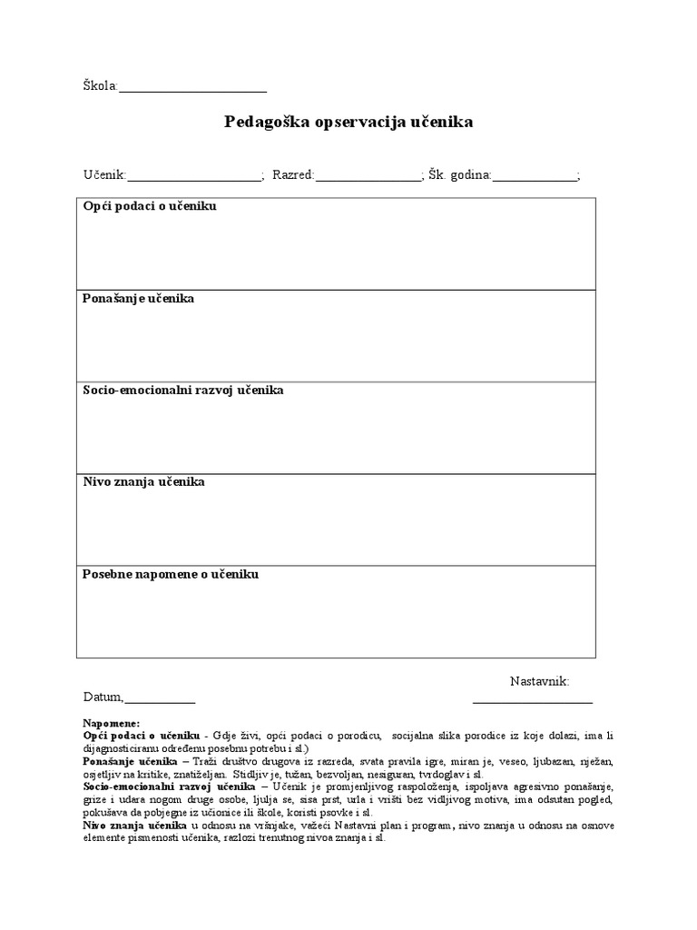 Obrazac Za PEP-IOP | PDF
