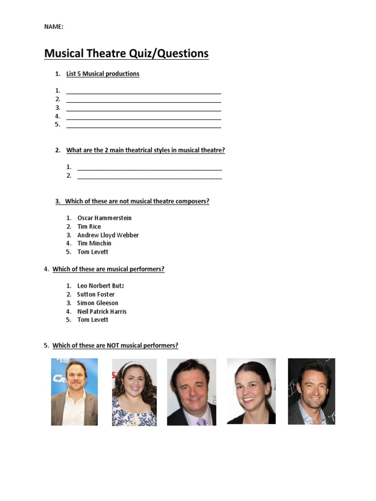 Musical Theatre Quiz | PDF | Musical Theatre | Performing Arts