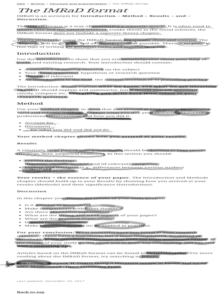 The Imrad Structure Pdf Scientific Method Theory