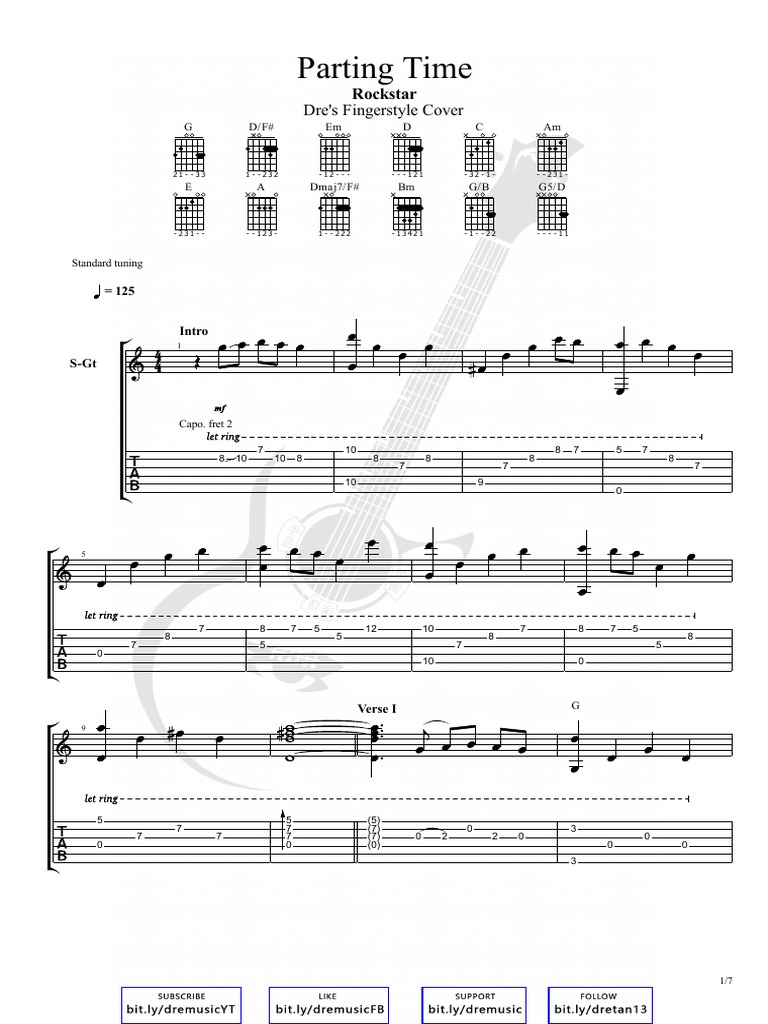 Parting Time Finger Style | PDF | Elements Of Music | Guitar Family ...