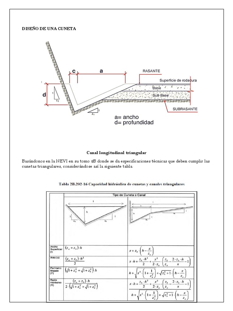 Diseño de Una Cuneta | PDF | Hidrología | Geografía Física