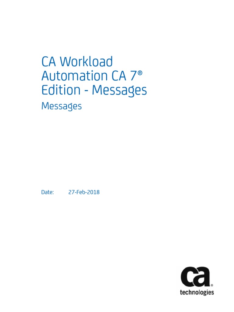 CA Workload Automation CA 7® Edition - Messages PDF | PDF ...