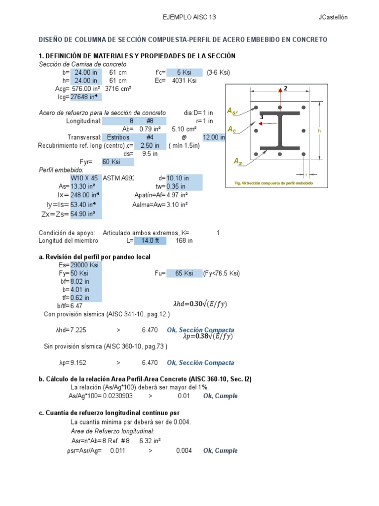 Columna Seccion Compuesta Embebida | PDF | Hormigón | Mecánica de ...