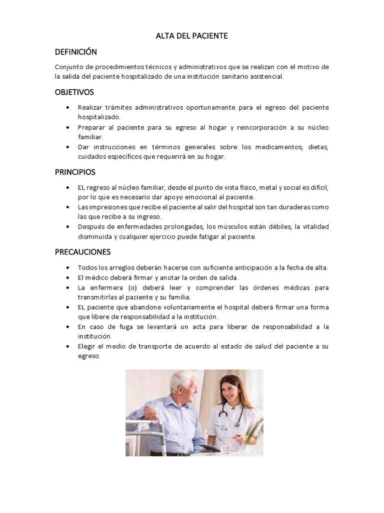 Alta Del Paciente | PDF | Hospital | Enfermería