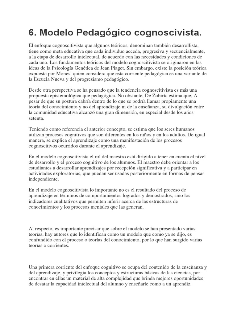 6 Modelo Cognitivista | PDF | Información | Aprendizaje