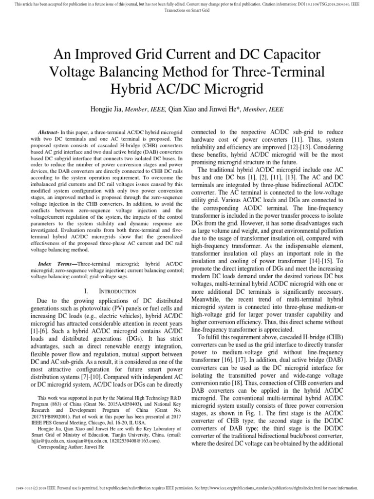 An Improved Grid Current and DC Capacitor Voltage Balancing Method For Three Terminal Hybrid AC ...