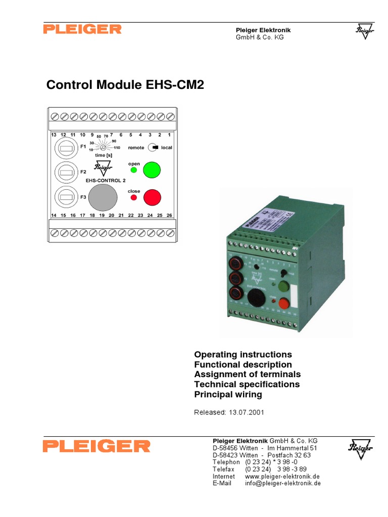 Pleiger EHS-CM2-E | PDF | Programmable Logic Controller | Switch