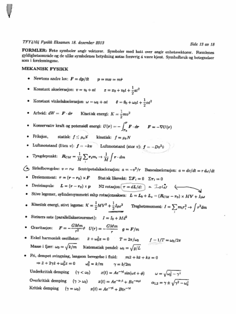 Formelark Fysikk | PDF