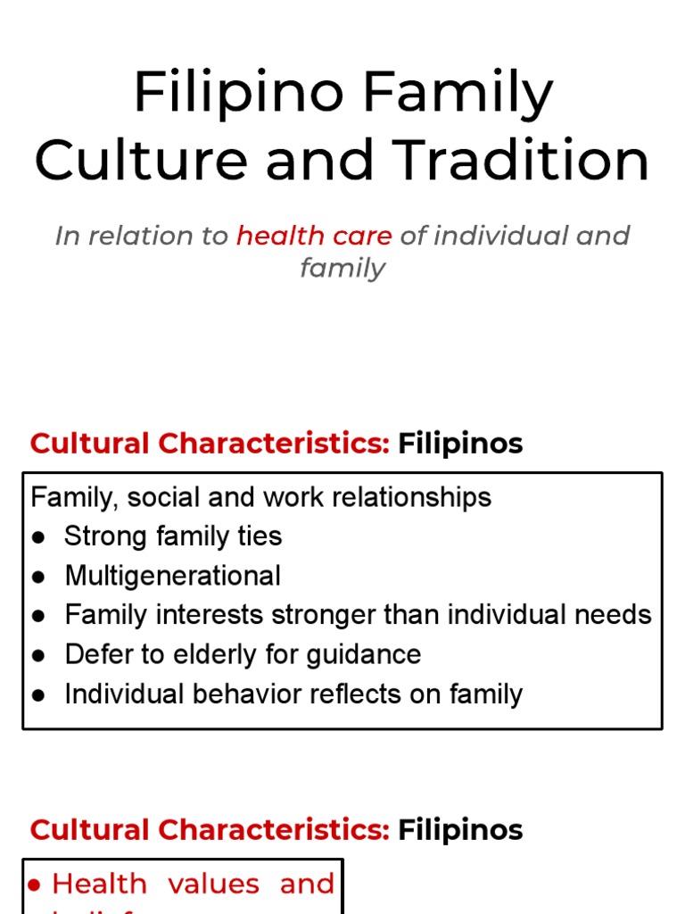 Filipino Family Culture and Traditions | PDF