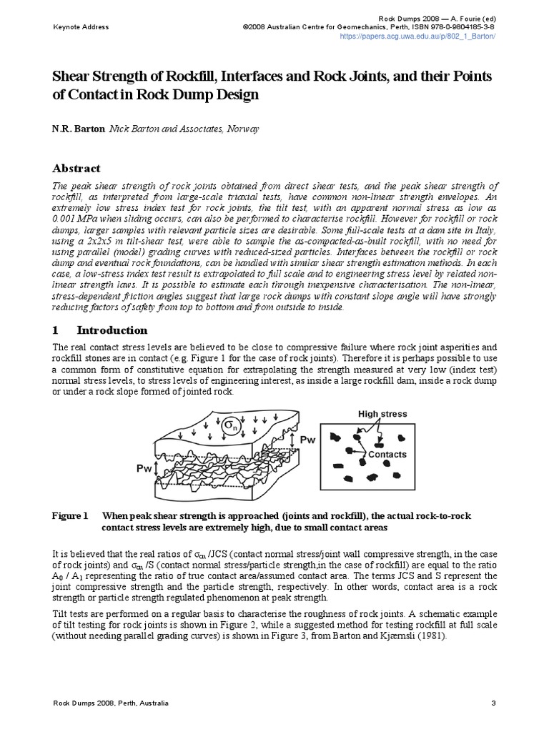 Shear Strength of Rockfill, Interfaces and Rock Joints, and Their ...
