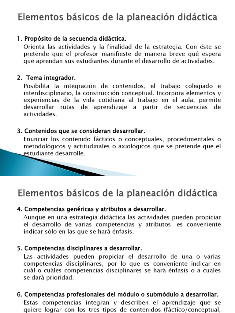 Elementos De La Planeación Didáctica Y Evaluación Elementos Rnwadc