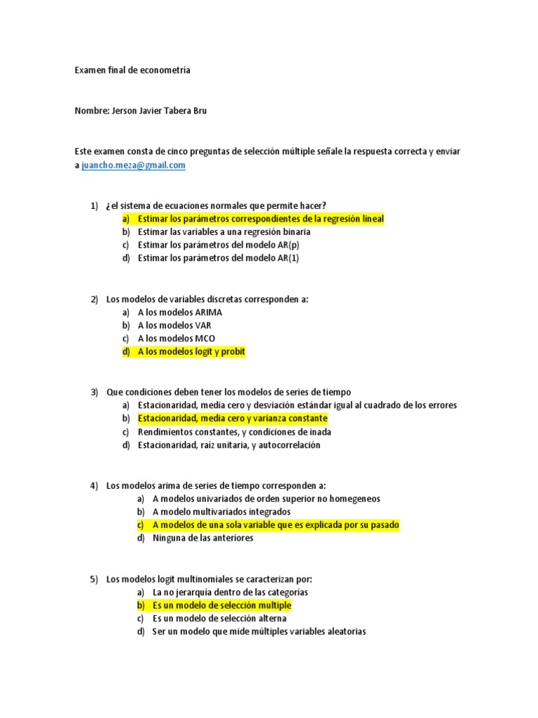 Examen Final de Econometría | PDF
