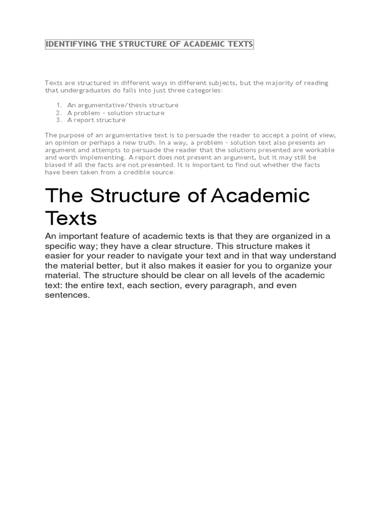 Understanding Academic Text Structure | PDF | Thesis | Justification