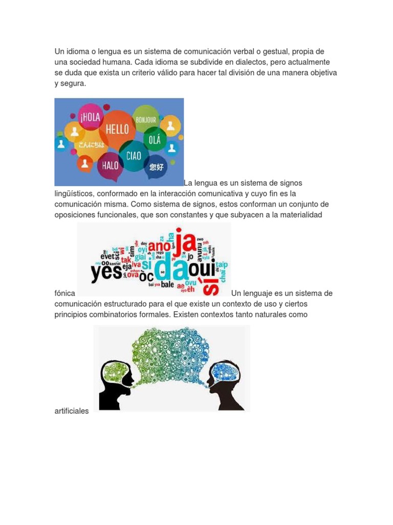 Qué es un idioma y sus características principales | PDF