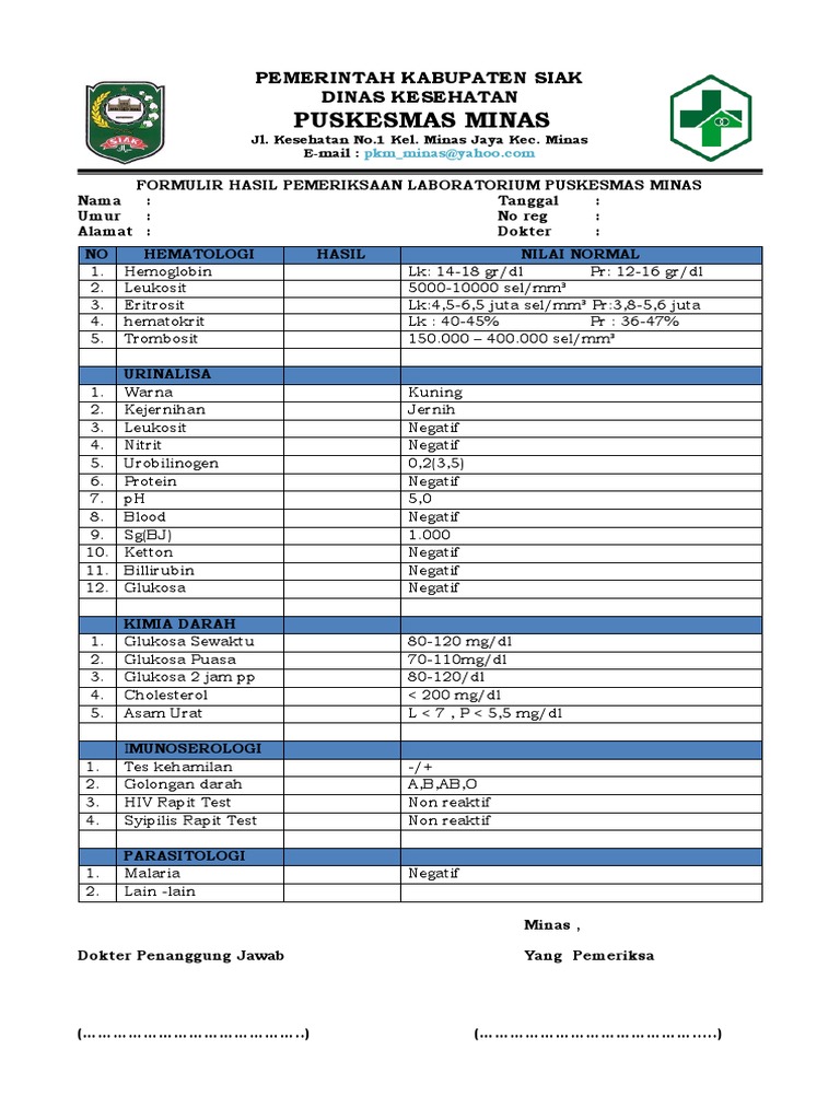 Ep 2 Form Lap Hasil Pemeriksaan Lab | PDF