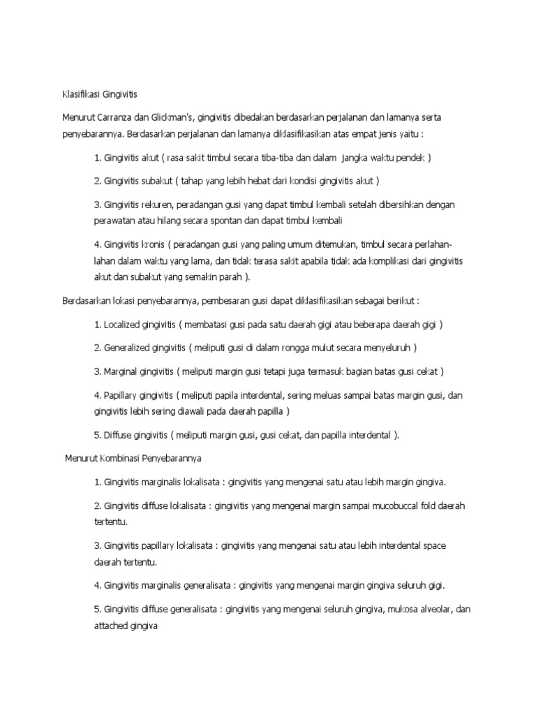 Klasifikasi Gingivitis | PDF