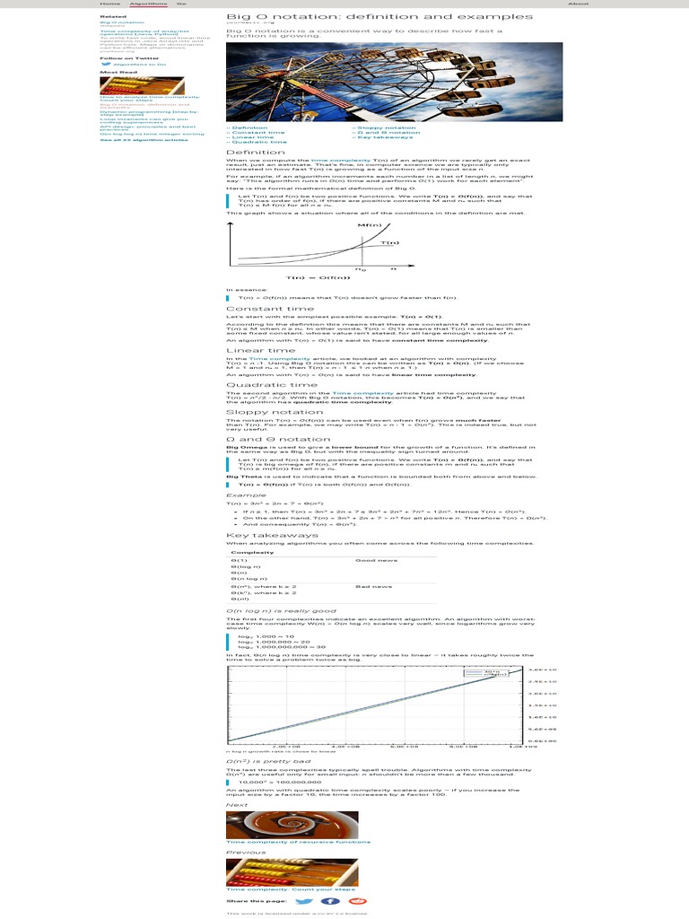 Big O Notation - Definition and Examples | PDF | Time Complexity ...