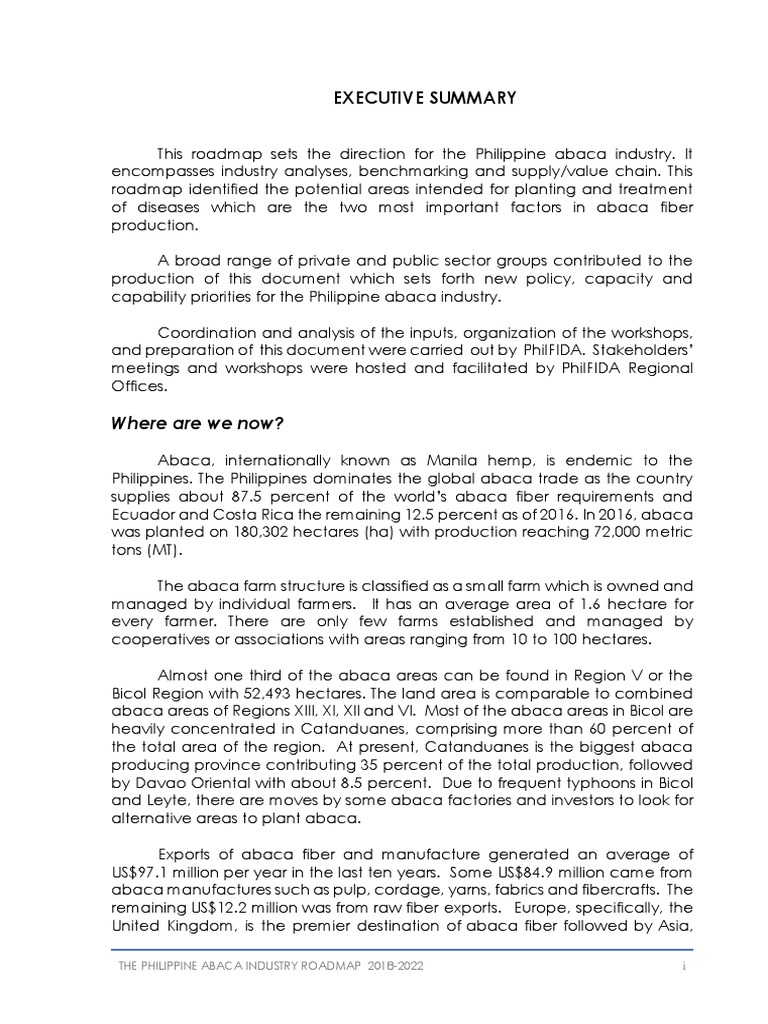 Philippine Abaca Industry Roadmap 2018 2022 | PDF | Sustainability ...