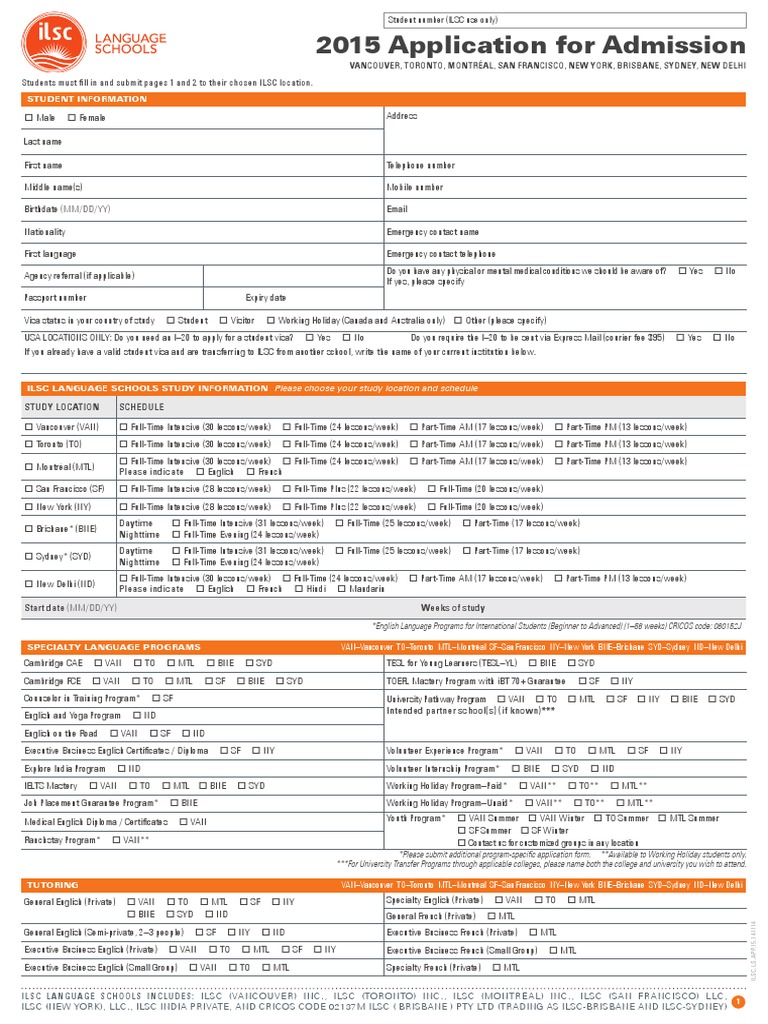 ILSC AppForm LS 15 | PDF | Payments | Credit Card