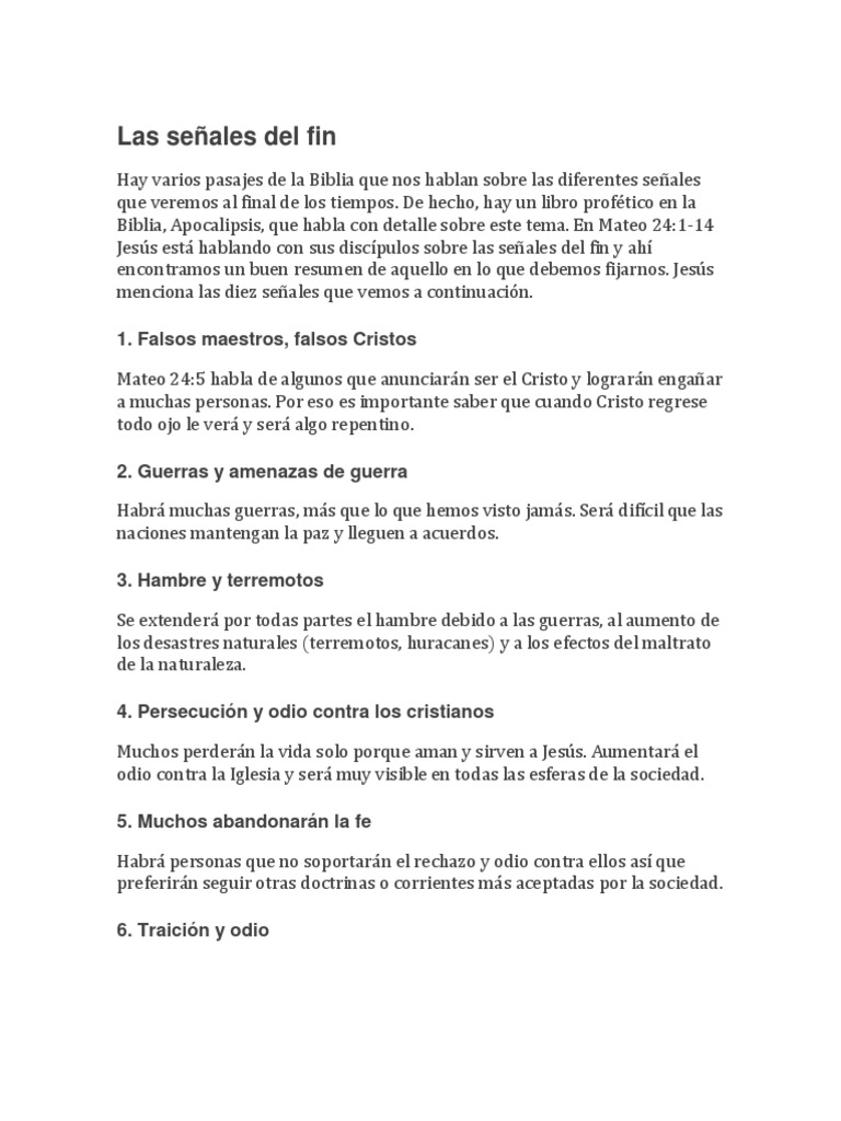 Señales del Fin según Mateo 24 | PDF