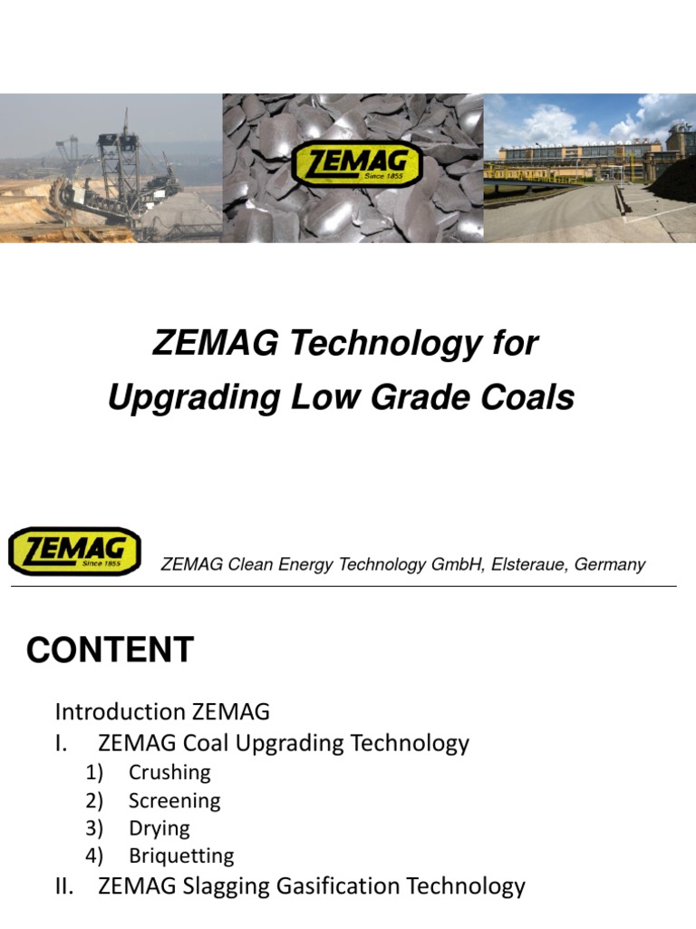I ZEMAG Technology For Upgrading Low Grade Coal (Overview) | PDF | Coal ...