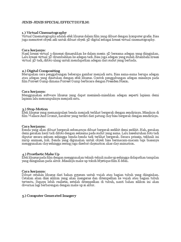 JENIS Visual Effect | PDF | Game & Aktivitas | Komputer