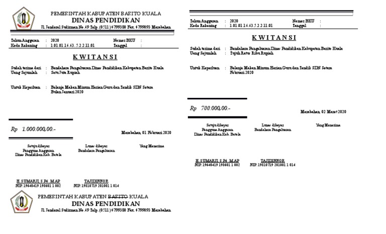 Cetak Kwitansi Dinas | PDF