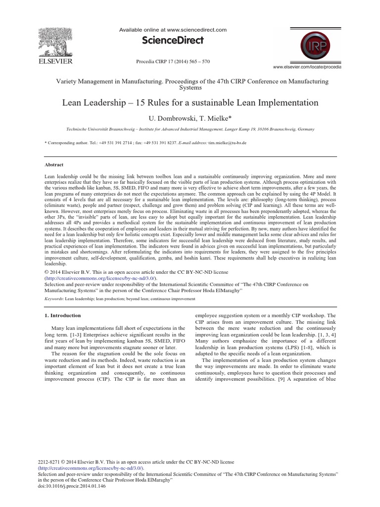 D - Lean Leadership PDF | Download Free PDF | Lean Manufacturing ...