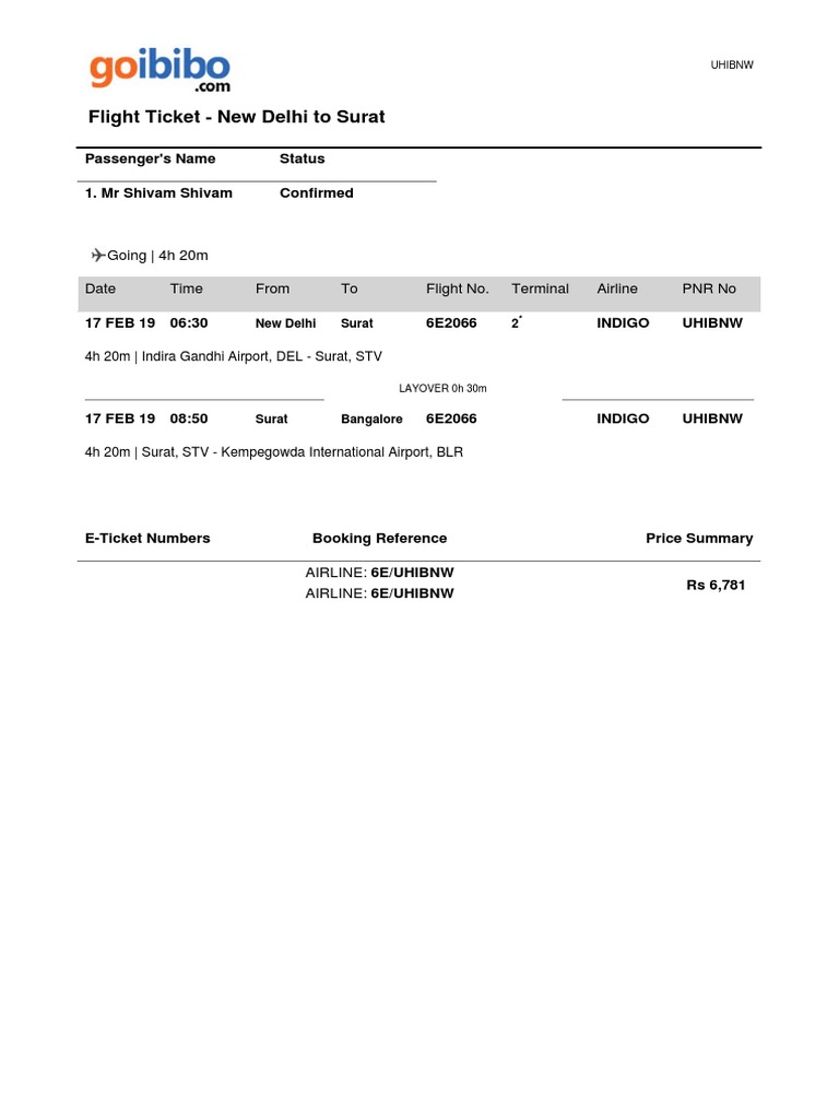 Goibibo Ticket | PDF | Service Industries | Aviation