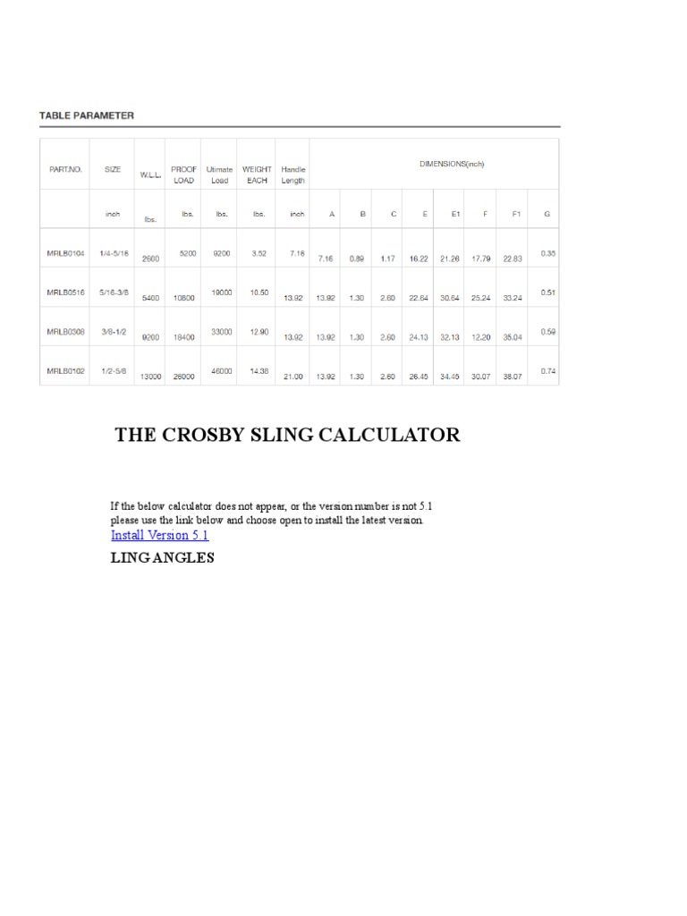 The Crosby Sling Calculator | PDF | Teaching Mathematics | Nature