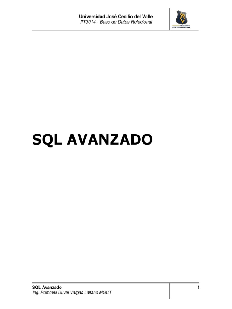 SQL Avanzado UJCV | PDF | SQL | Base de datos relacional