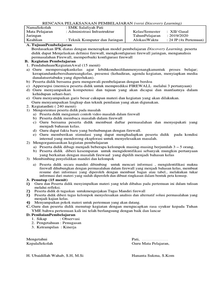 RPP AIJ Kelas XII KD 1 | PDF