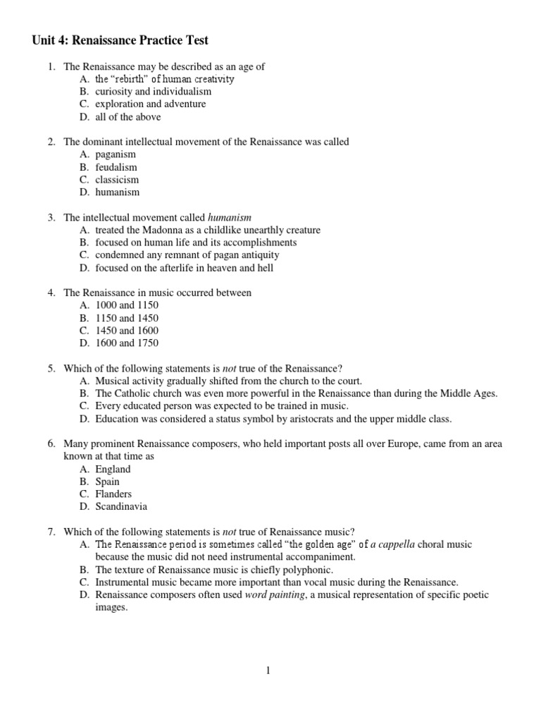 Renaissance PracticeTest (MA) | Download Free PDF | Choir | Composers
