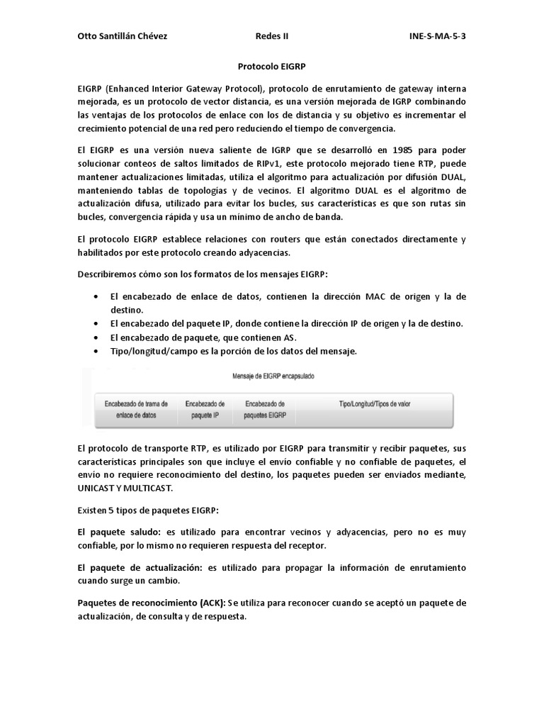 Protocolo Eigrp o | PDF | Arquitectura de internet | Transmisión de datos