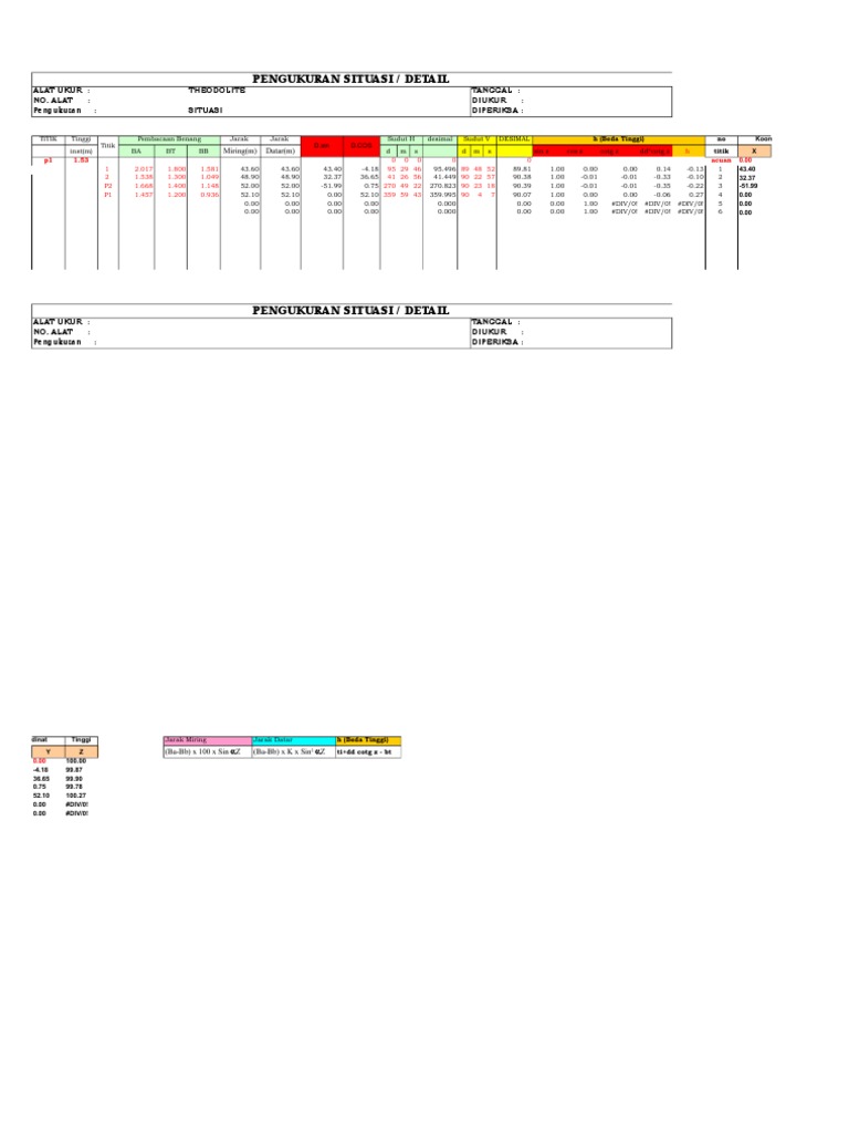 Rumus THEODOLITE - SITUASI Data Fix | PDF