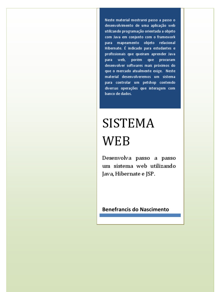 Desenvolva Passo A Passo Um Sistema Web Utilizando Java Hibernate E