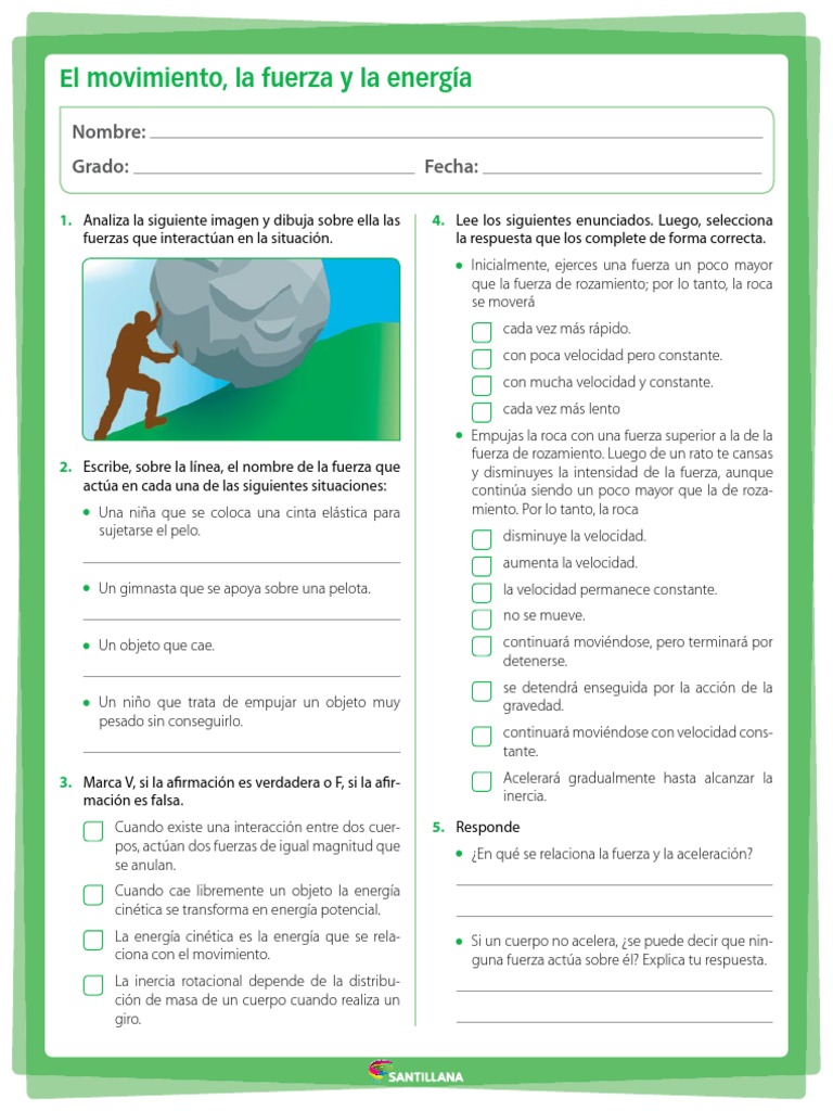 Movimiento, Fuerza y Energia Taller | PDF | Fuerza | Ingeniería mecánica