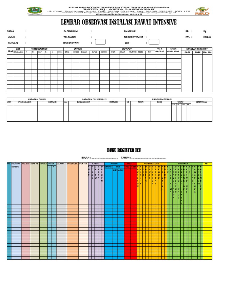 Lembar Pengawasan Icu | PDF