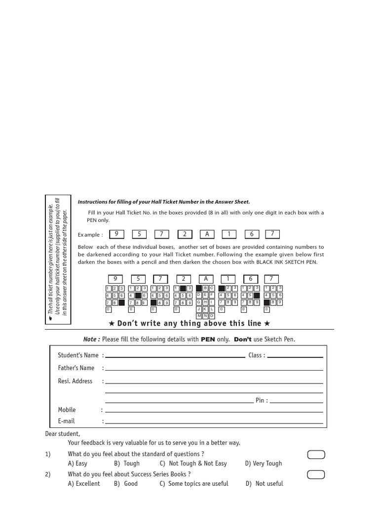 OMR Sheet Instructions for NSTSE Exam | PDF | Cognition | Learning