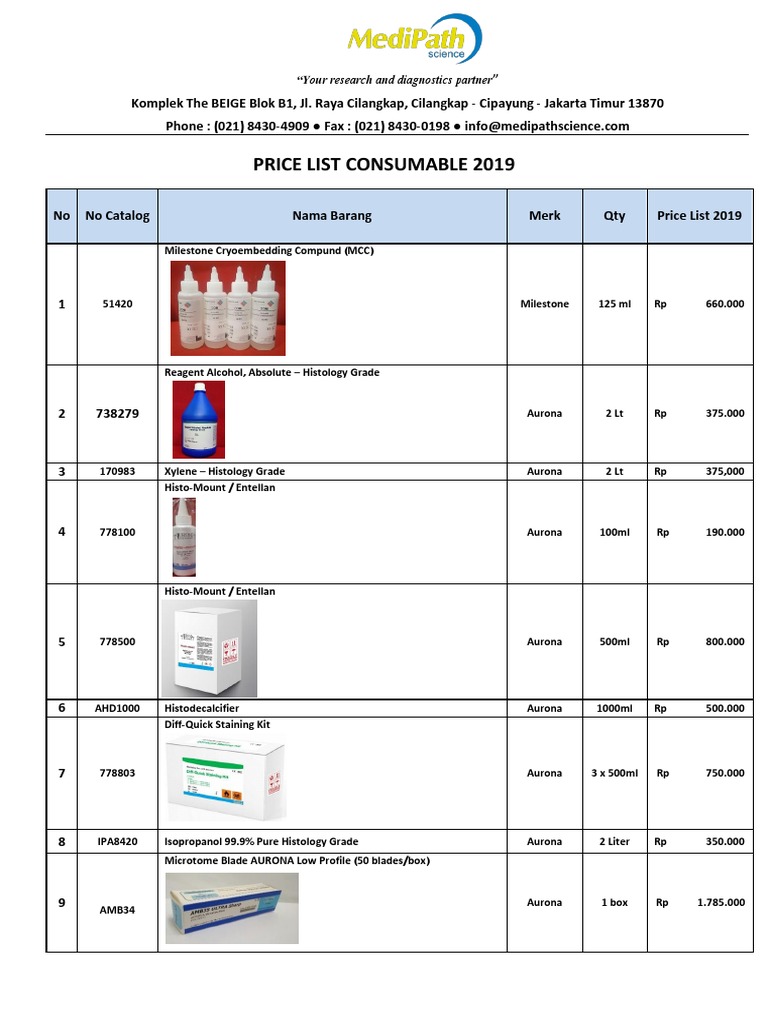 Price List + Gambar Terbaru 2019 PDF | PDF | Histology | Laboratories