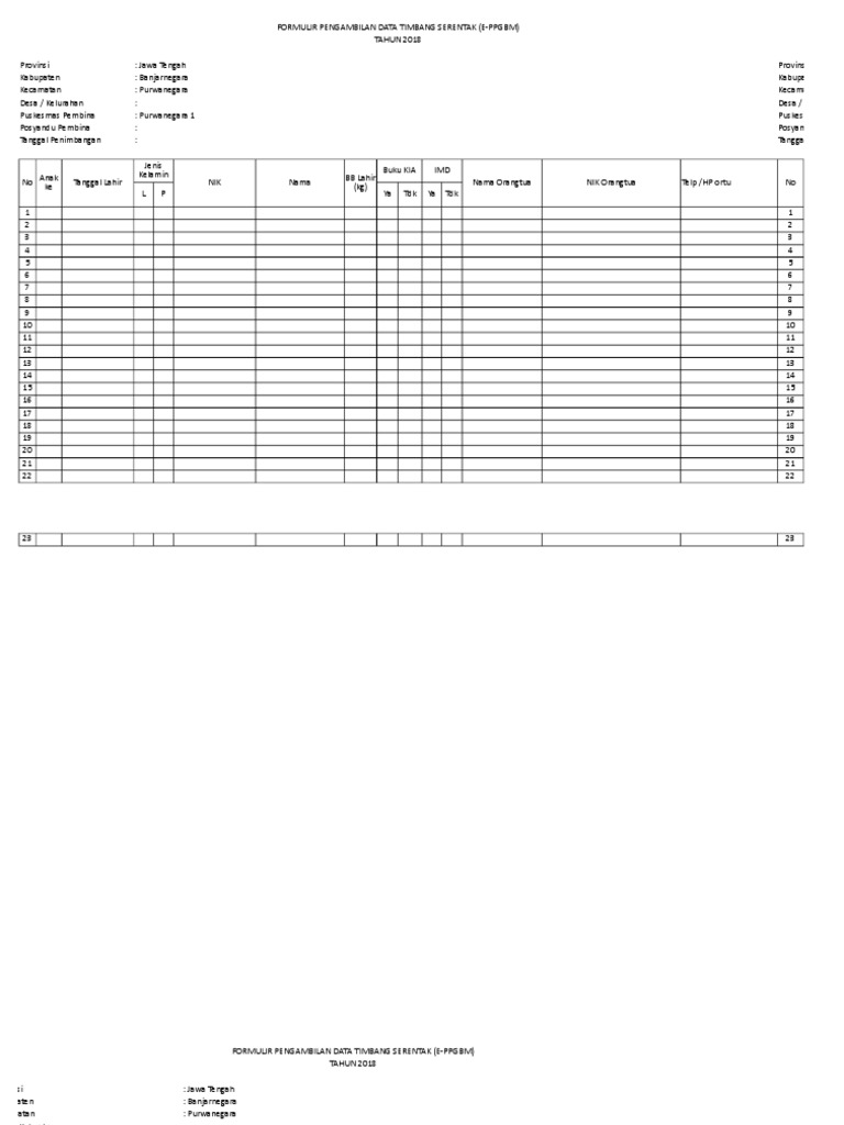 Form Timbang Serentak | PDF