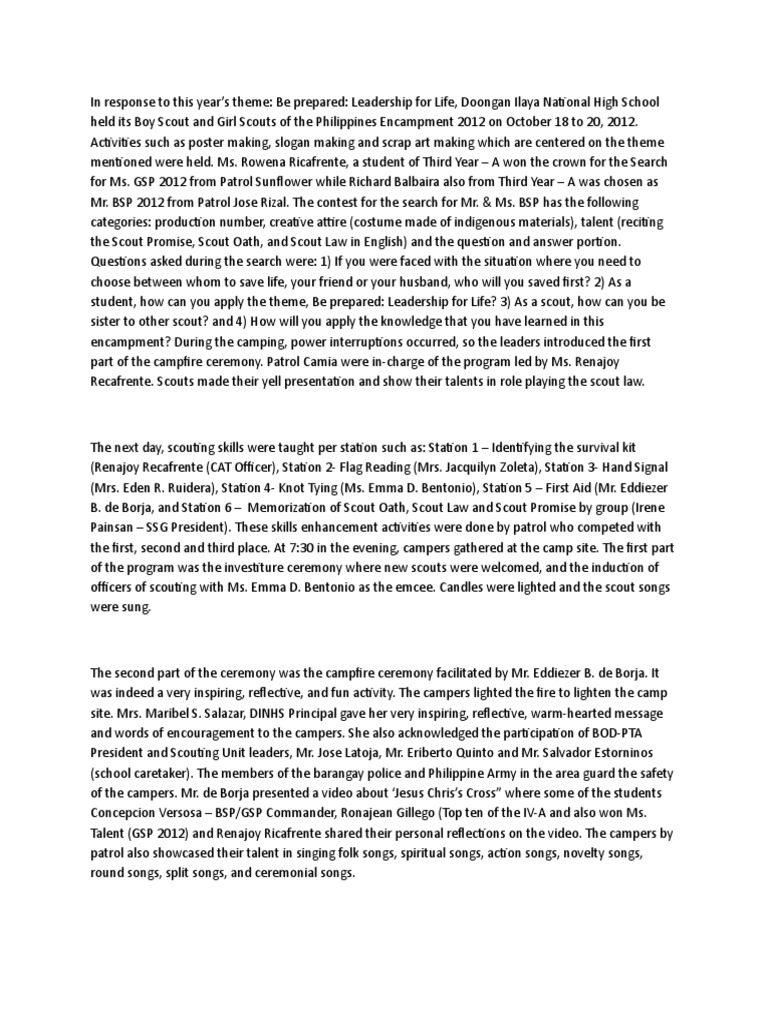 BSP GSP Report | PDF | Scouting | Youth Movements