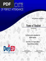Certificate of Perfect Attendance - DepEd | PDF