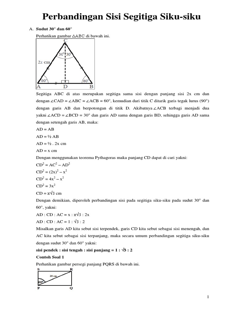 Perbandingan Sisi Segitiga Siku-Siku | PDF