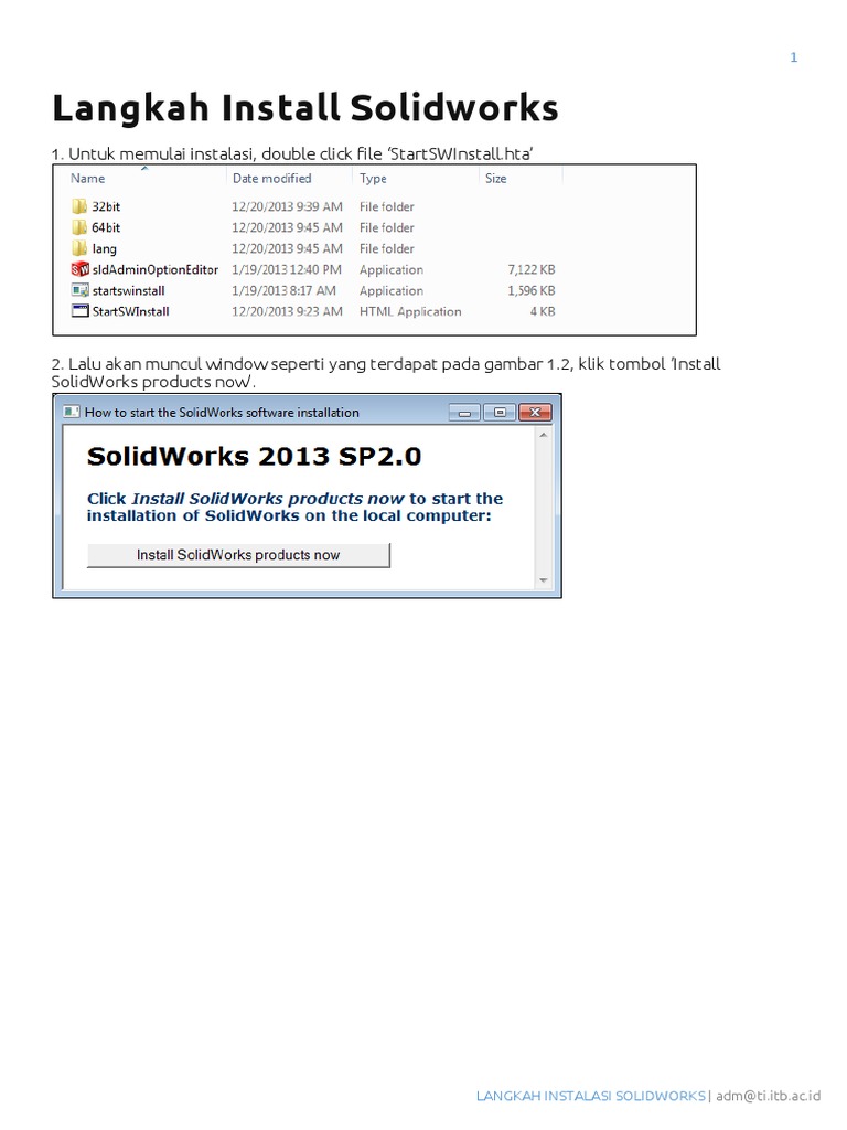 Langkah Install SolidWork TI ITB 2020 | PDF