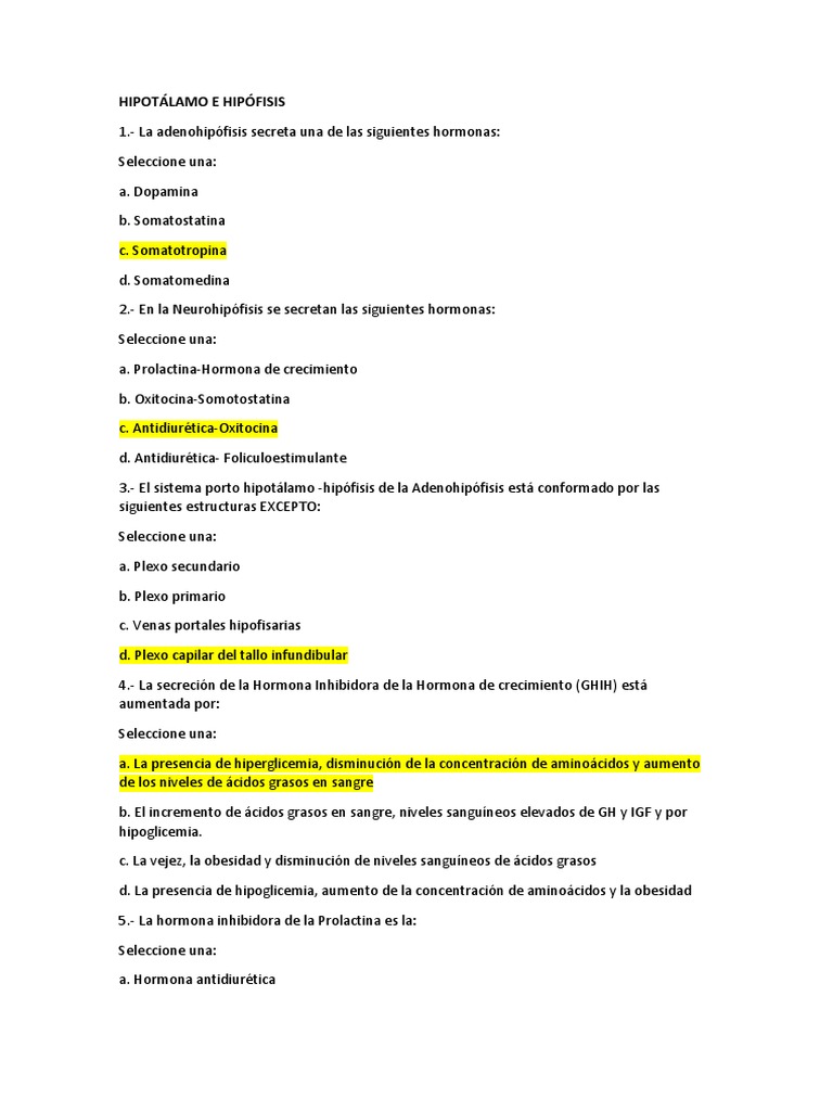 Morfo Cuestionario B | PDF | Hormona | Glándula pituitaria