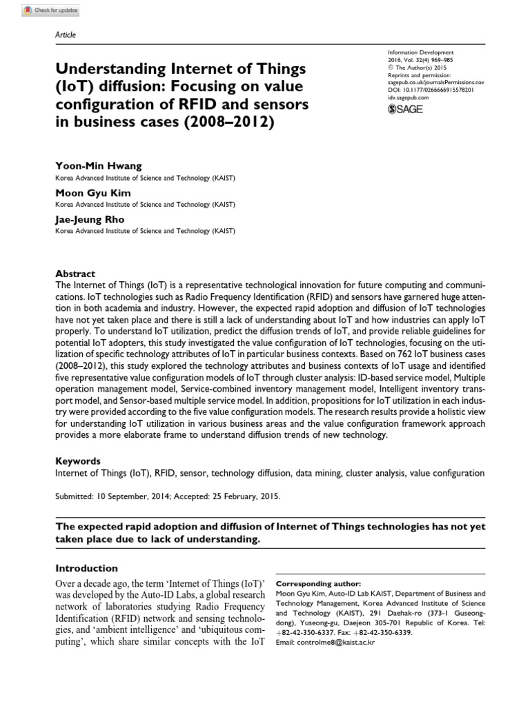 IoT and RFID | PDF | Internet Of Things | Radio Frequency Identification